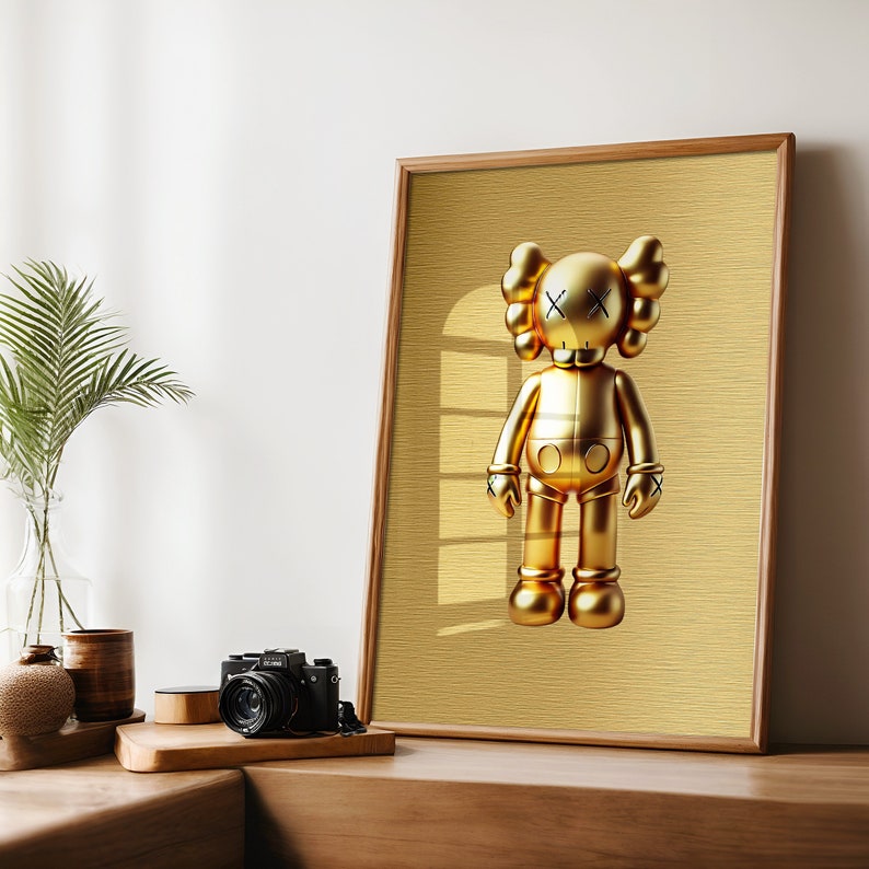 Golden Kaws Set of 3, Printable Poster, Kaws Figure, Hypebeast Room ...