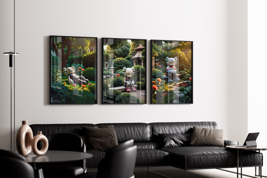 Kaws Sitting in Garden Poster, Kaws Room Decor, Hypebeast Figure ...