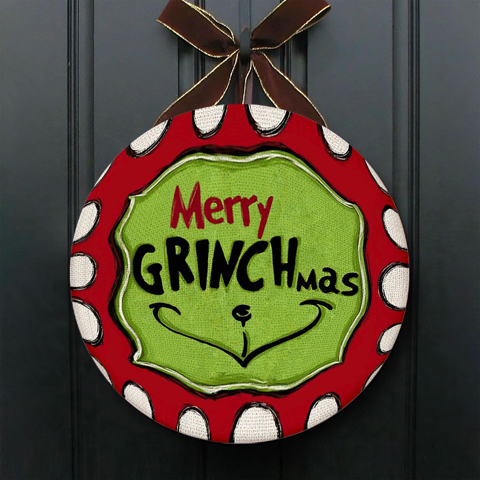 Merry Grinchmas Red and Green Door Sign, Grinch Fan Sign, Grinch Family ...