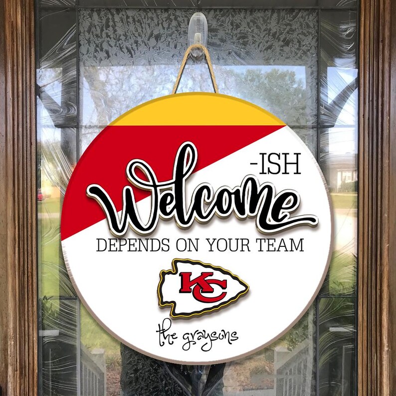 Personalized Welcomish Depends on Your Team Chiefs Door Hanger, NFL ...