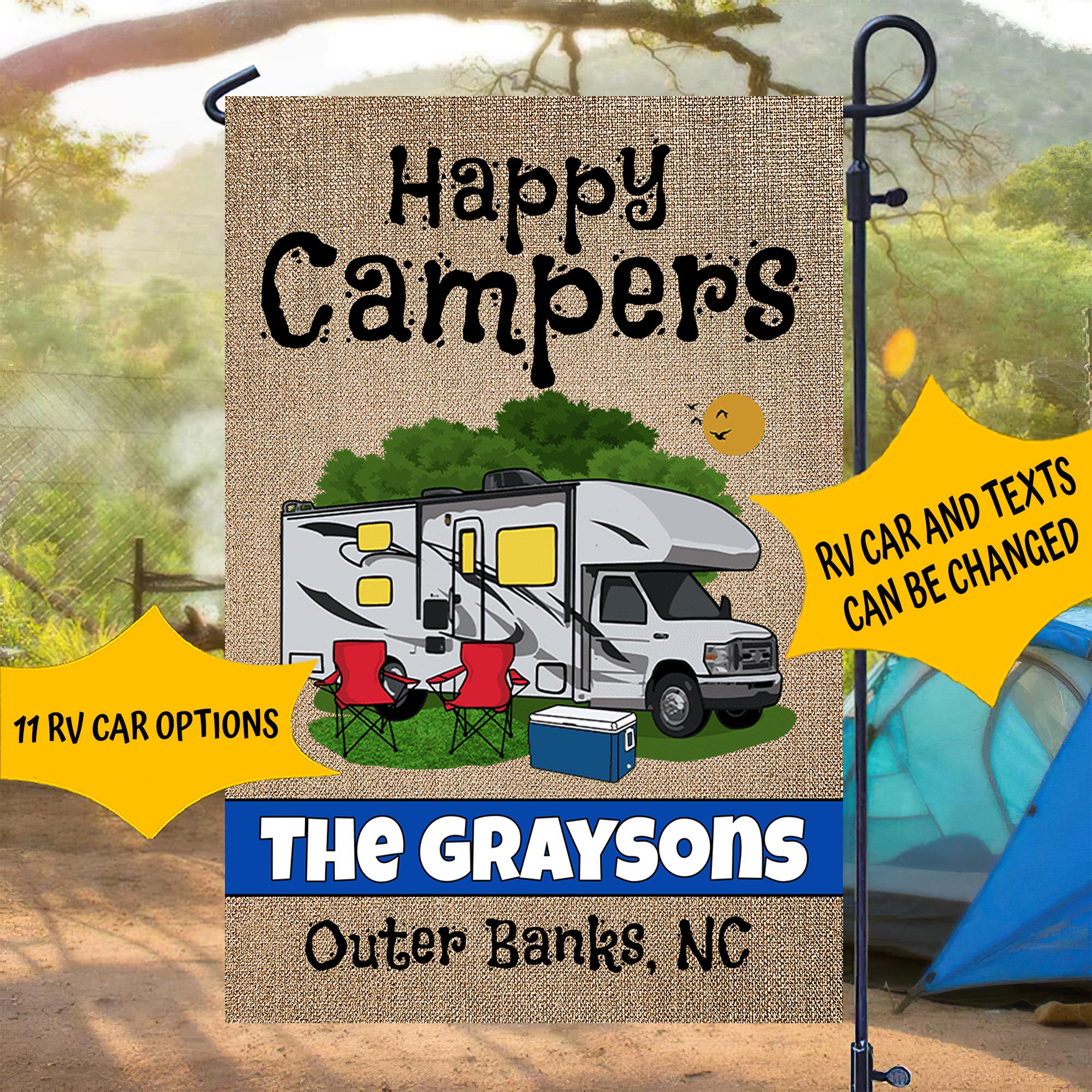 Personalized Happy Campers Camping Flag,custom Camper Name ...