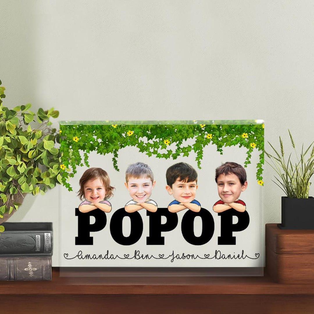 Personalized Daddy Acrylic Photo Block With Kids, Custom Name Father's ...