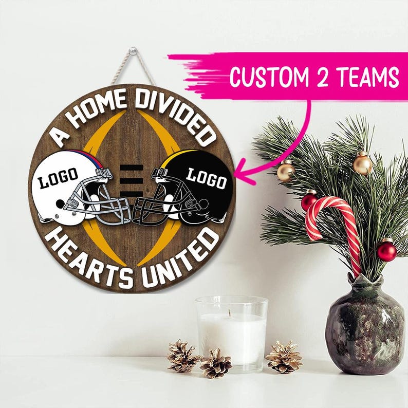 Personalized House Divided Football Door Hanger: Sports Team Sign - Etsy