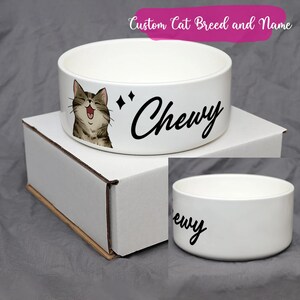 Personalized Cute Cat Bowl, Custom Cat Bowl With Name, Ceramic Cat Bowl ...