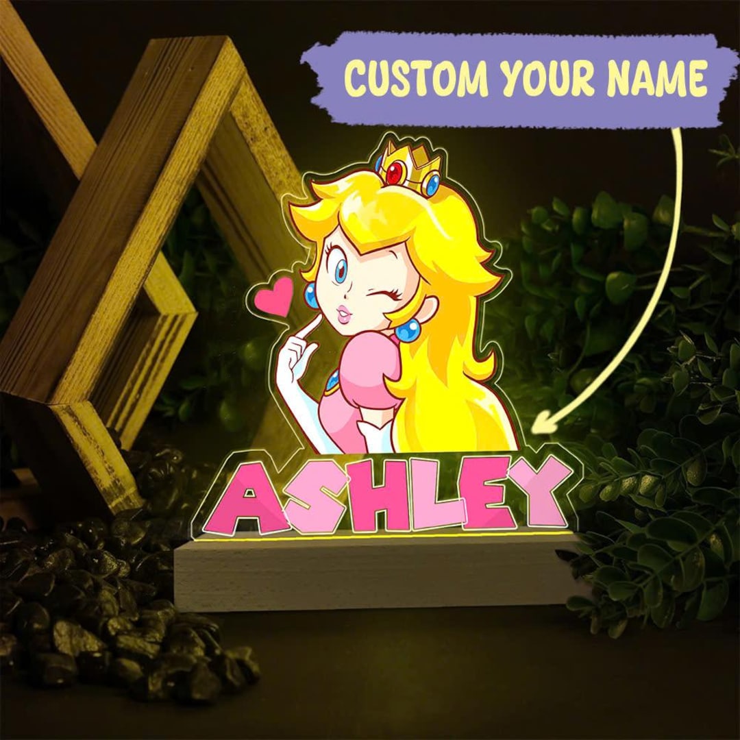 Personalized Princess Peach LED Night Light, Custom Name Gift - Etsy