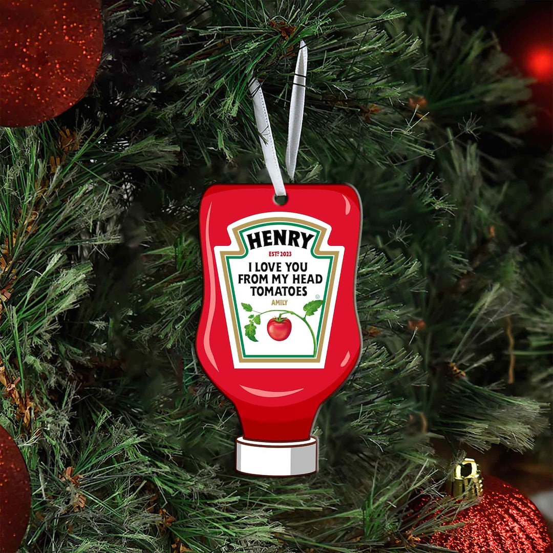 Personalized Ketchup Ornament, Custom Name and Message Ornament ...