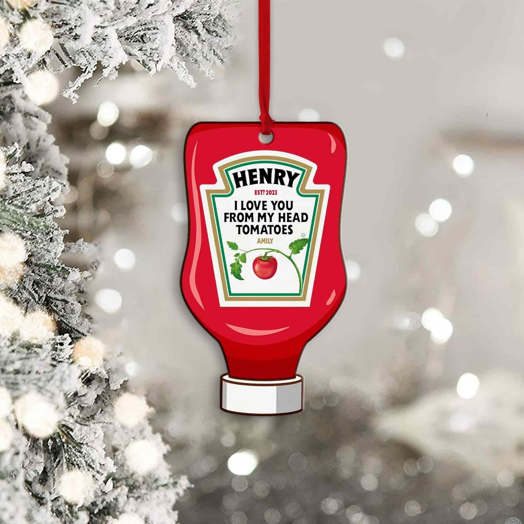 Personalized Ketchup Ornament, Custom Message, Christmas Gift - Etsy