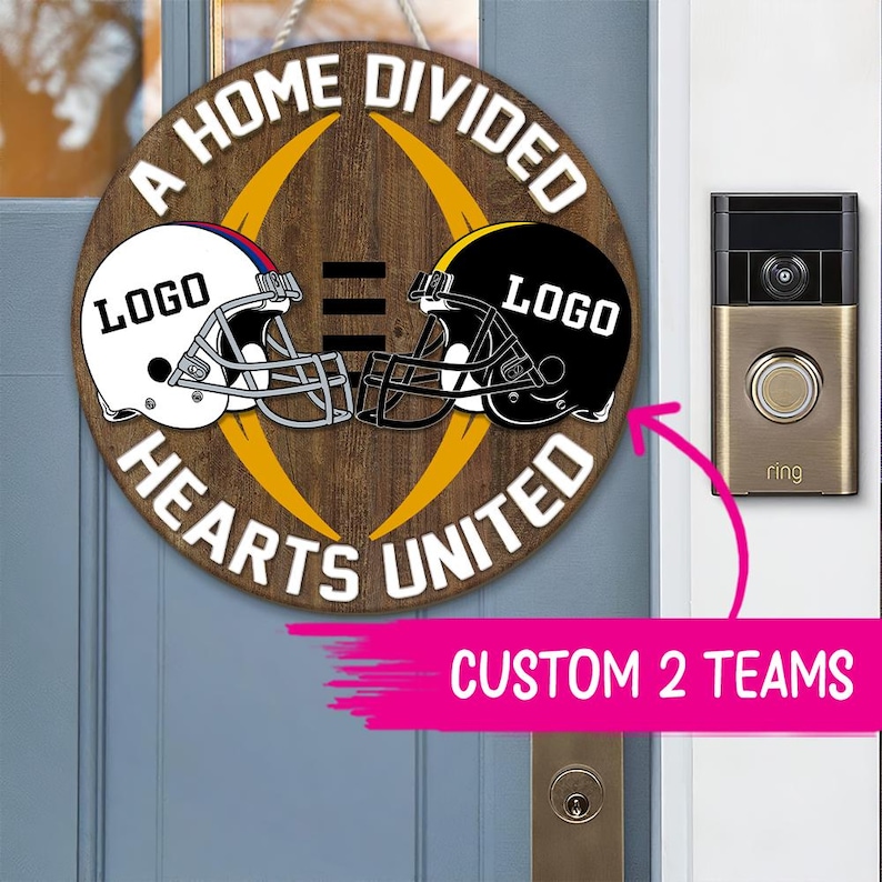 Personalized House Divided Football Door Hanger: Sports Team Sign - Etsy