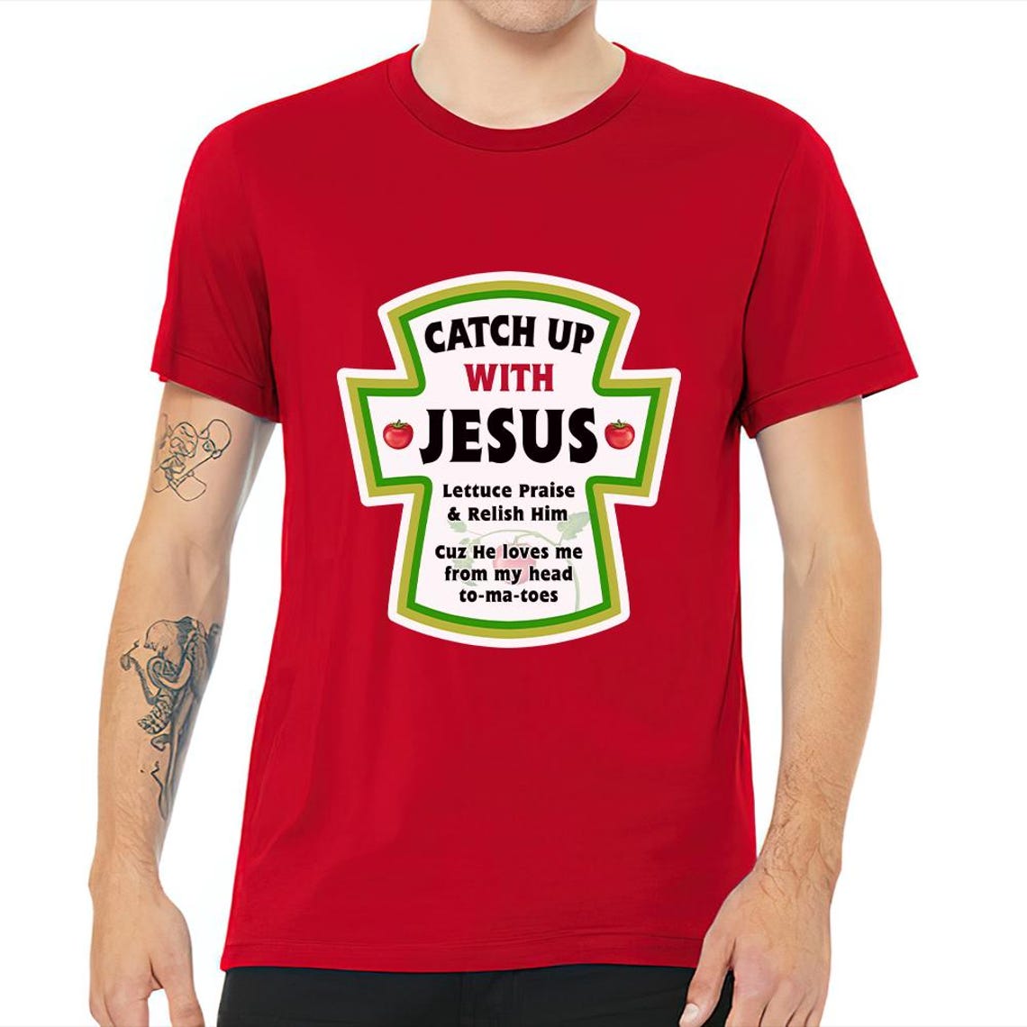 Catchup With Jesus Ketchup Shirt, Funny Heinz Ketchup Faith Christmas ...