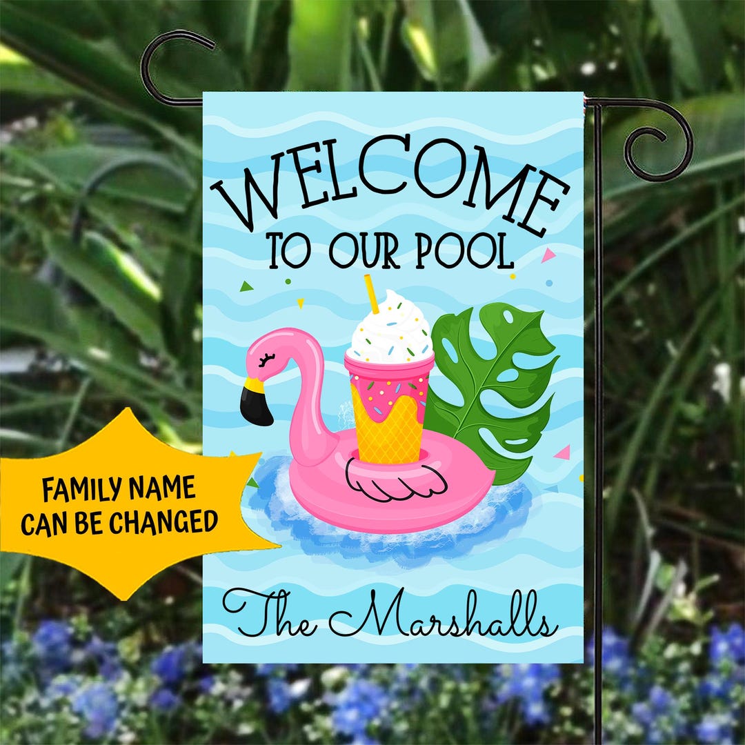 Personalized Welcome to Our Pool Flag, Pool Decor, Pool Sign, Custom ...