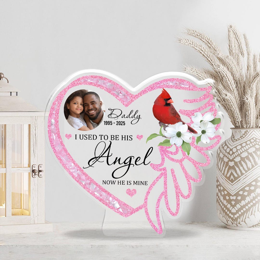 Personalized Kid & Dad Memorial Photo Acrylic Block,custom Photo With ...