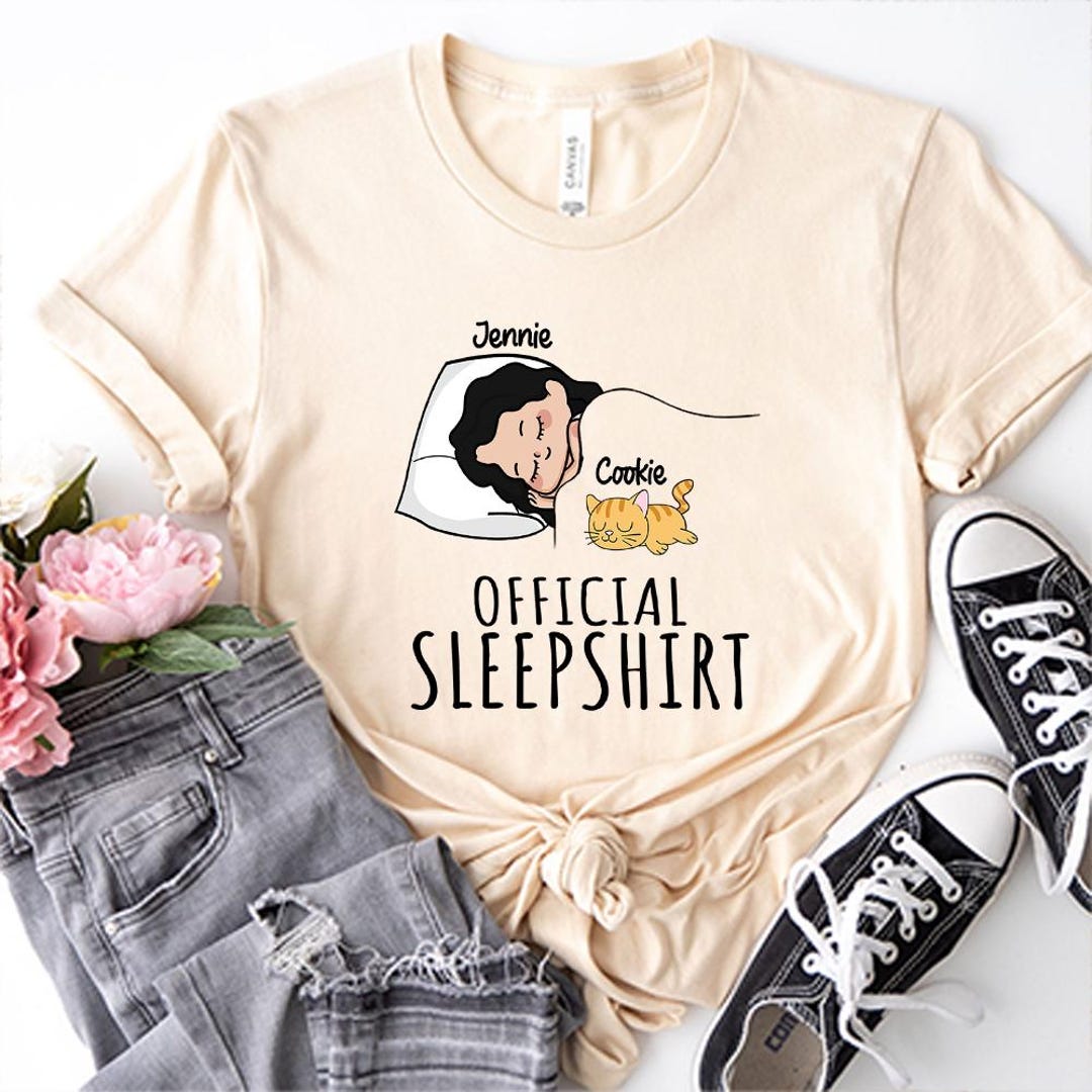 Personalized Sleep Shirt for Girls and Women Featuring Pet Cats Cozy ...