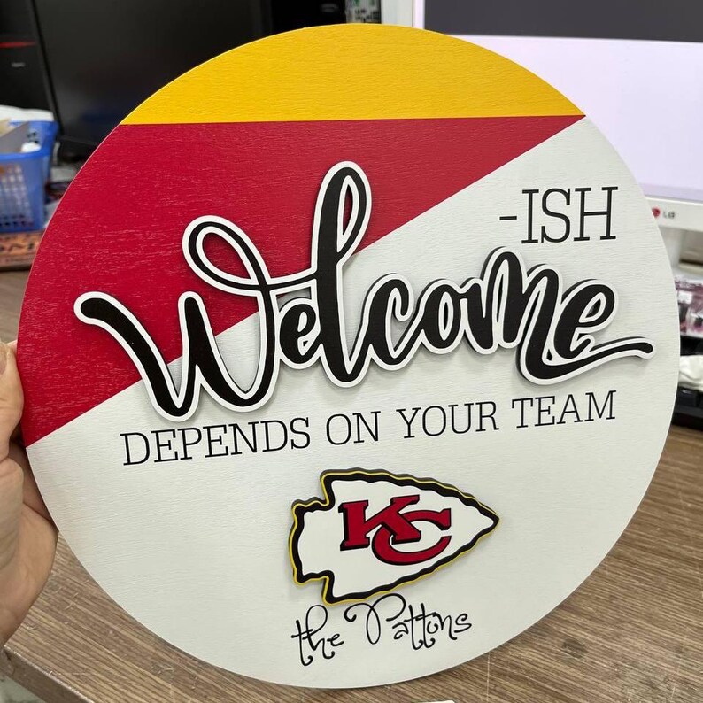 Personalized Welcomish Depends on Your Team Chiefs Door Hanger, NFL ...