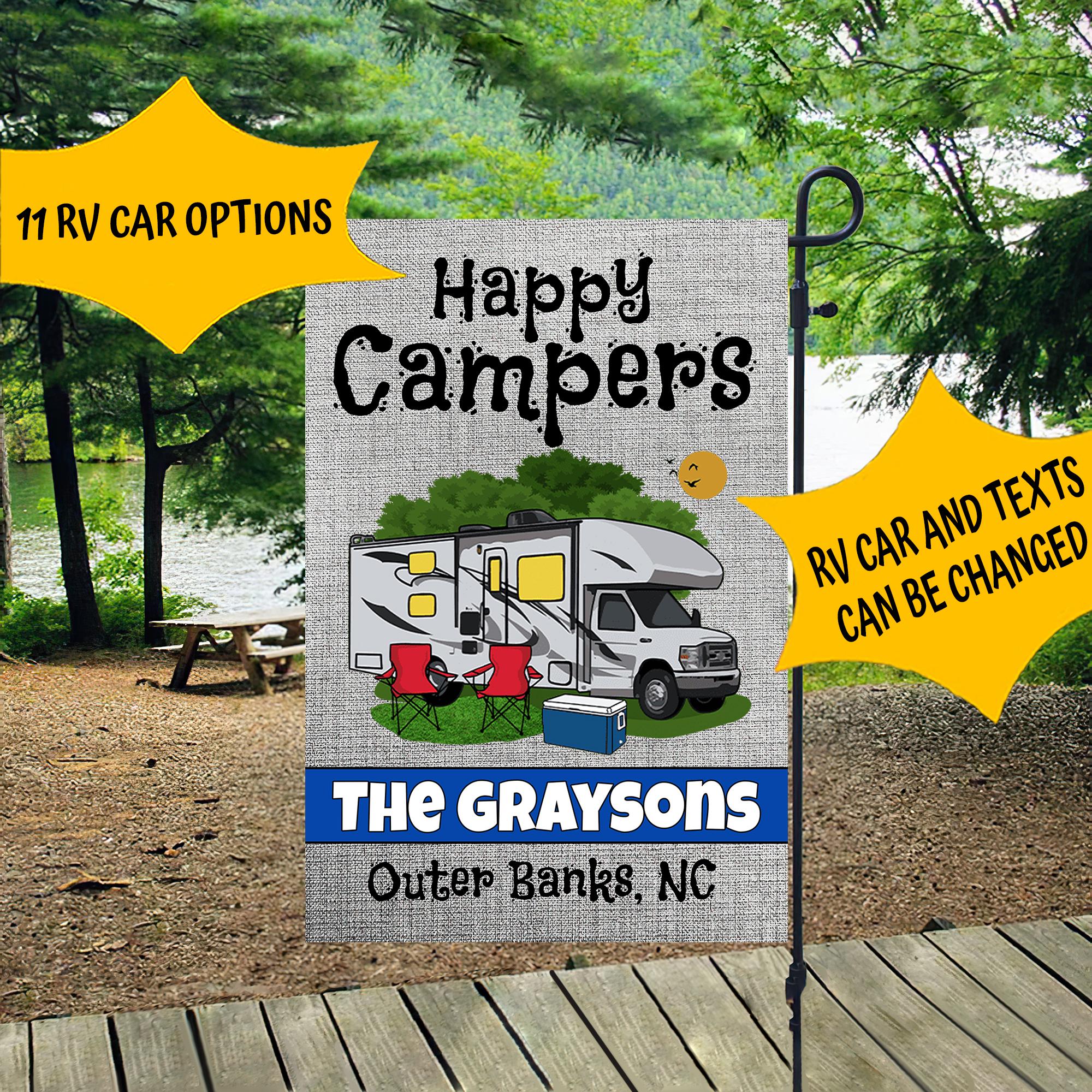 Personalized Happy Campers Camping Flag,custom Camper Name ...