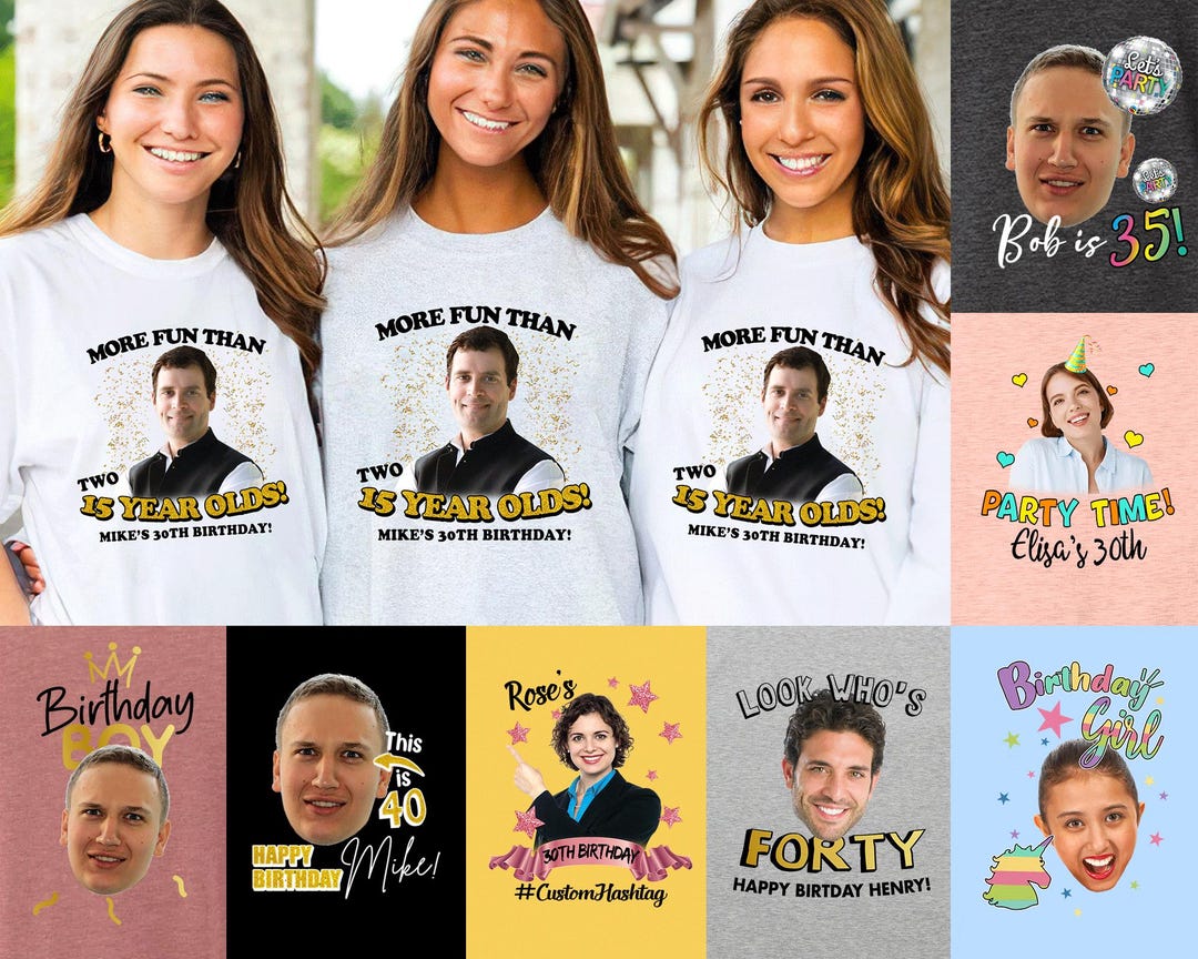 Personalized Face Photo Birthday Party Shirt, 30th 40th 50th Birthday ...