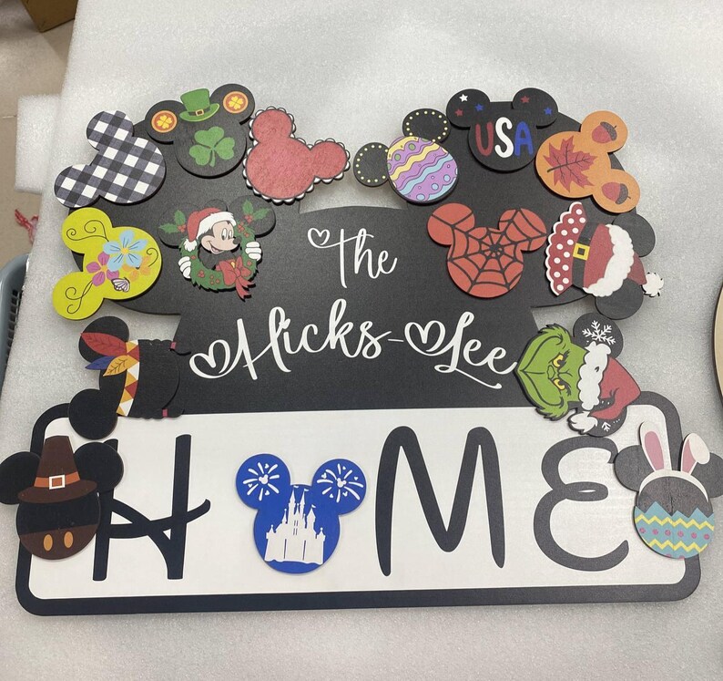 Personalized Disney Mouse Welcome Sign, Interchangeable Home Decor - Etsy