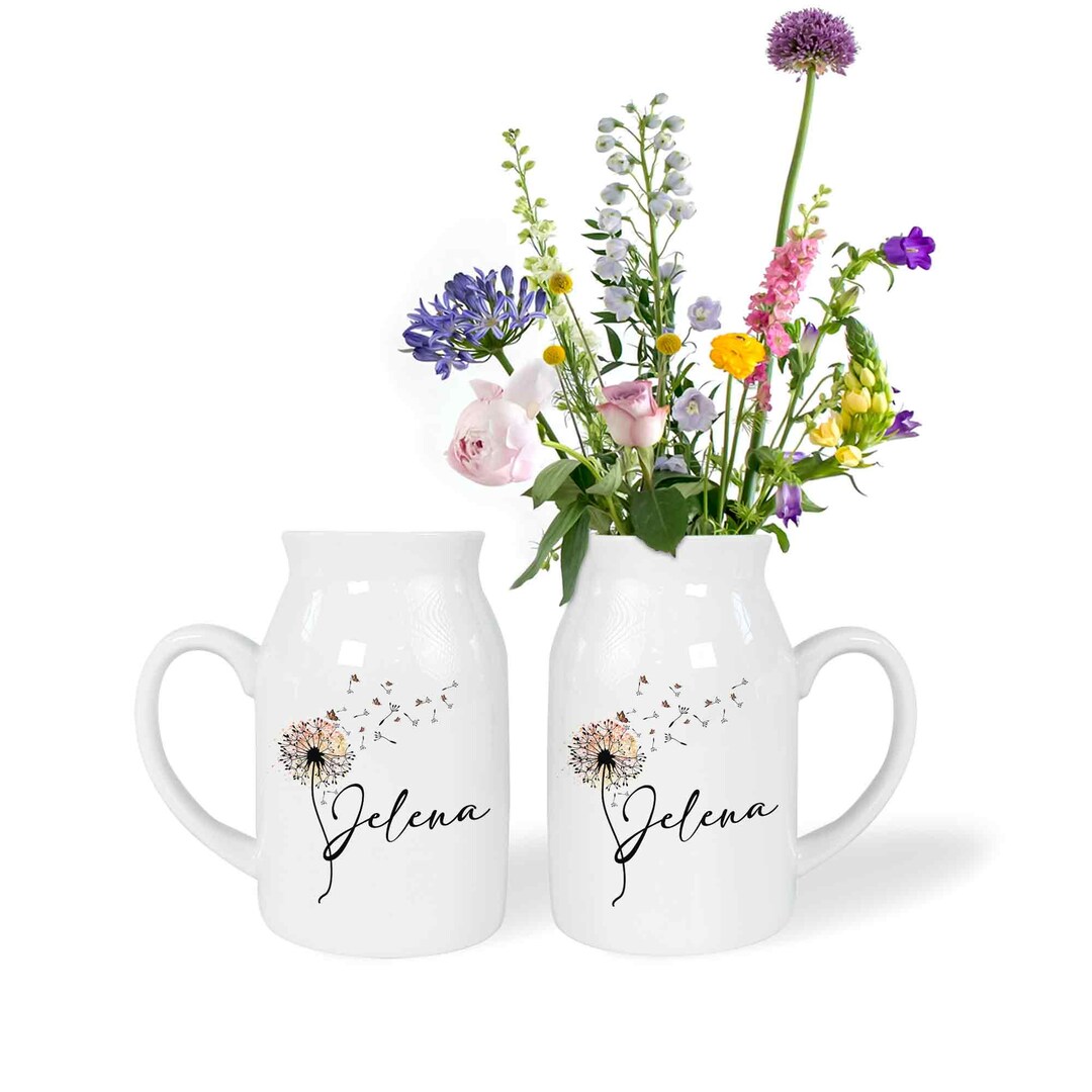 Personalized Dandelions Flowers Vase,custom Name Flower Vase,custom ...