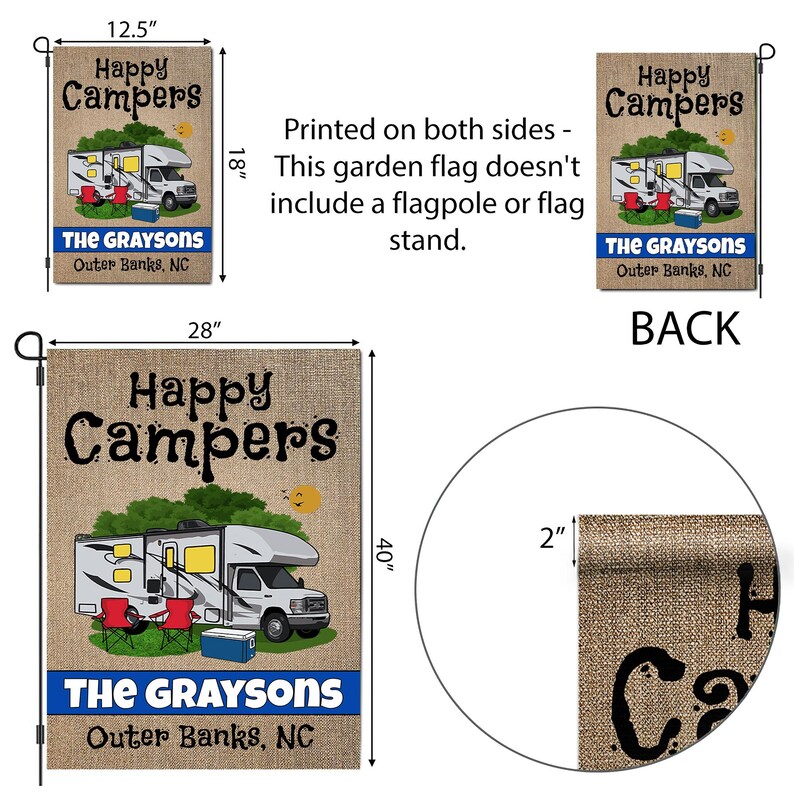 Personalized Happy Campers Camping Flag,custom Camper Name ...