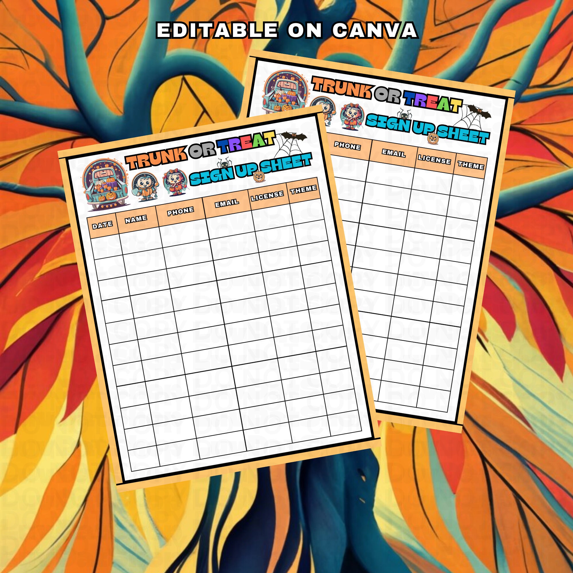 Editable Trunk or Treat Flyer Poster Invitation Halloween Event Kids ...