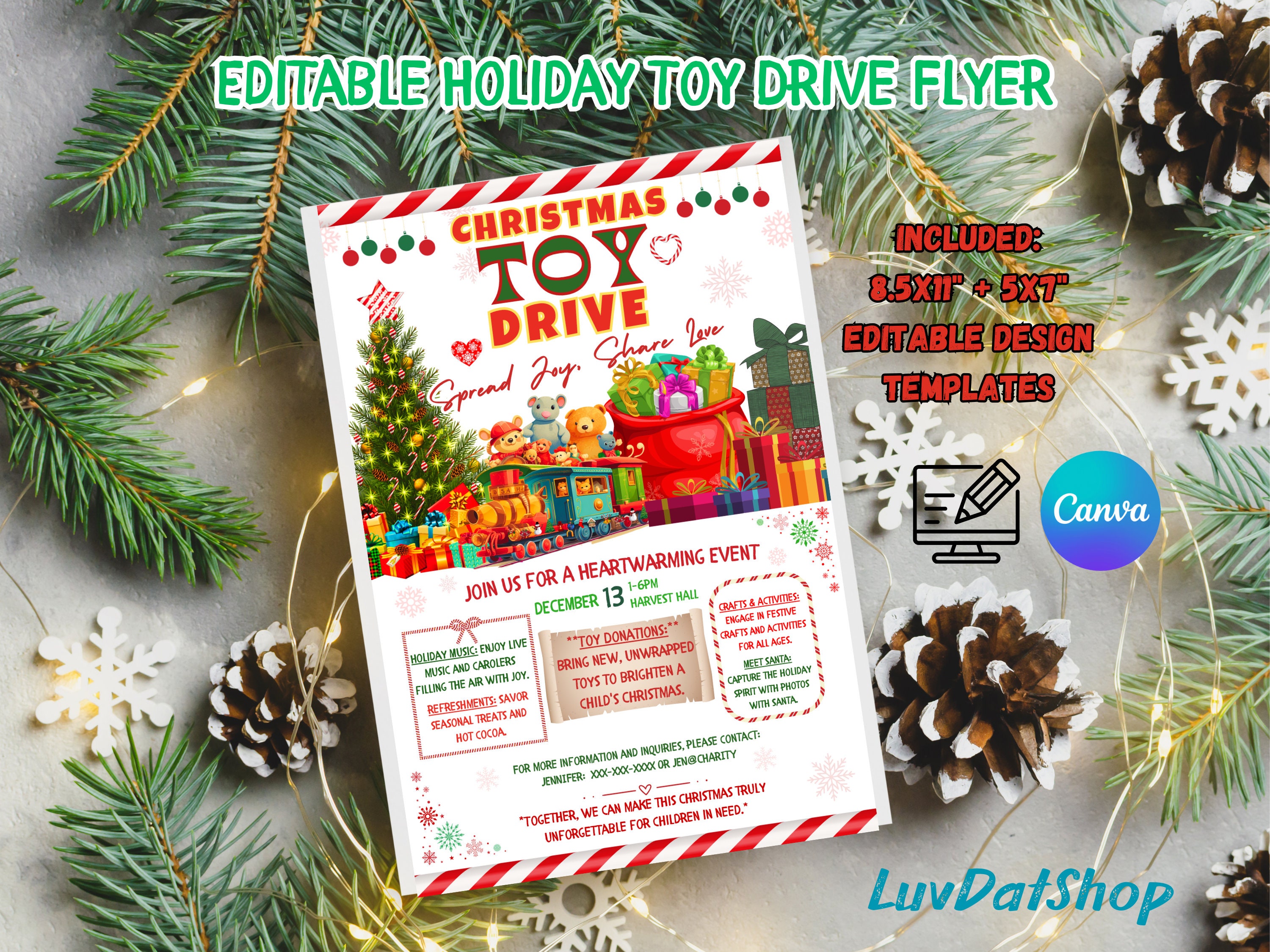 Toy Drive Flyer Holiday Toy Drive Christmas Toy Drive Christmas Flyer ...