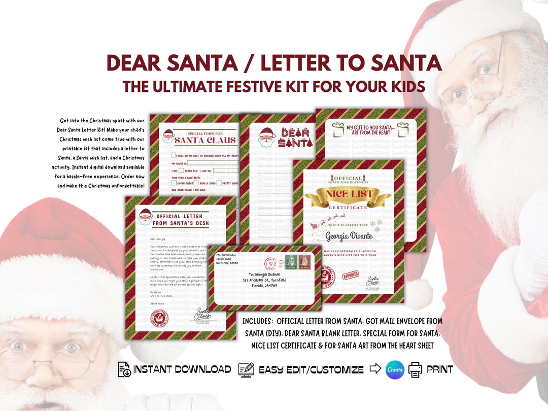 Letter to Santa Dear Santa Letter Dear Santa Christmas Letter Santa ...