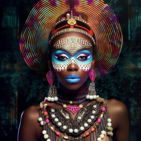 African Queens in Colorful Face Paint - Etsy
