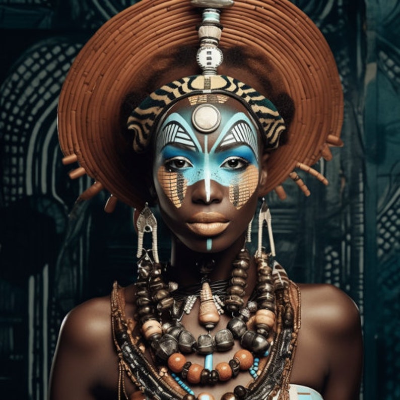 African Queens in Colorful Face Paint - Etsy