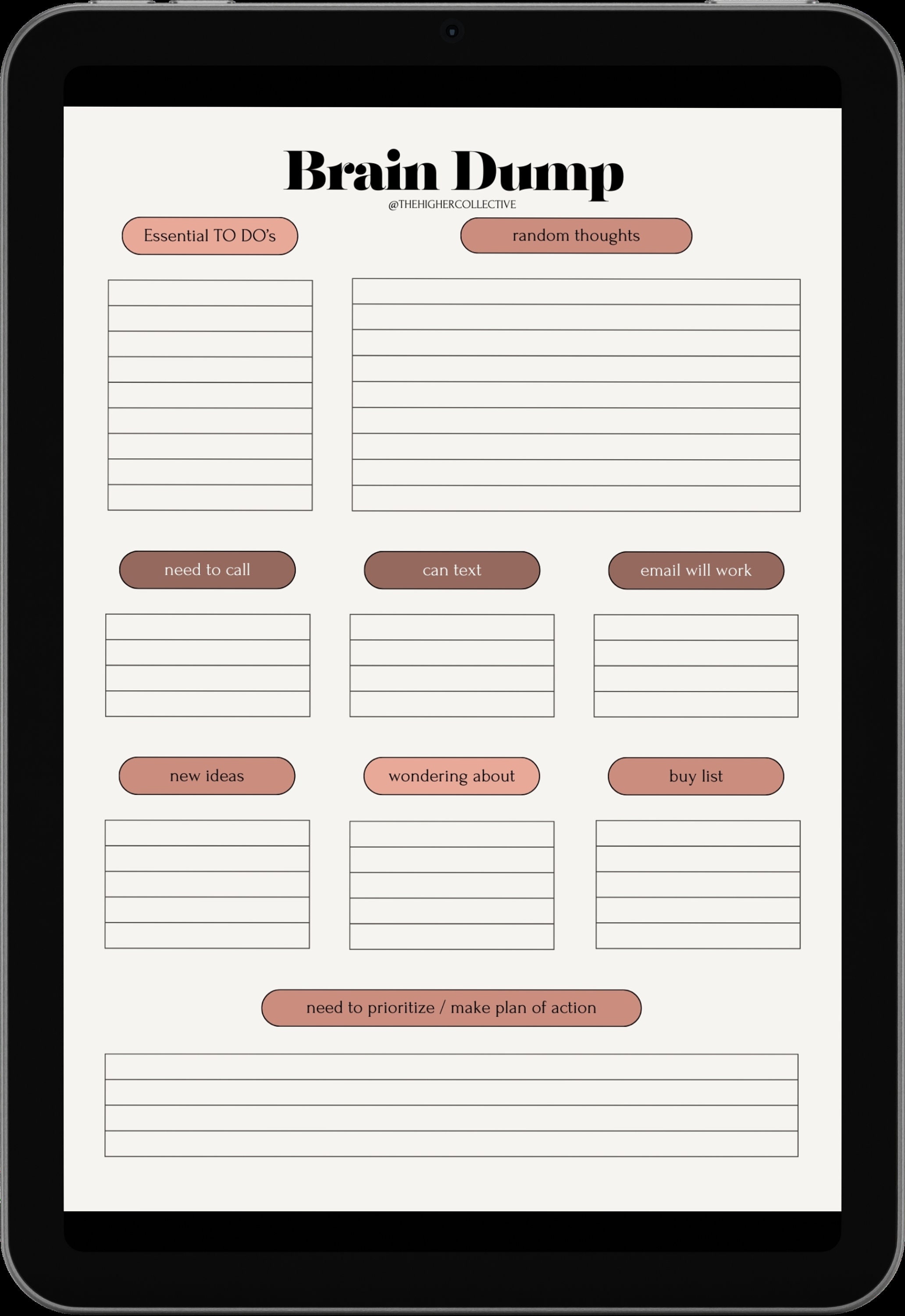 Brain Dump Template, Mental Health Journal, Digital Planner, Digital ...
