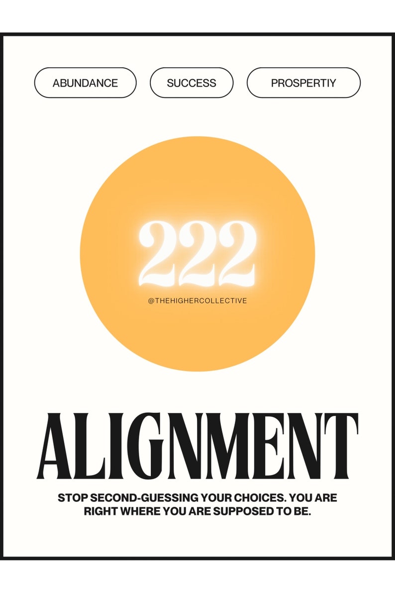Angel Number 222 Poster Radiant Aura Print Alignment 222 Digital ...