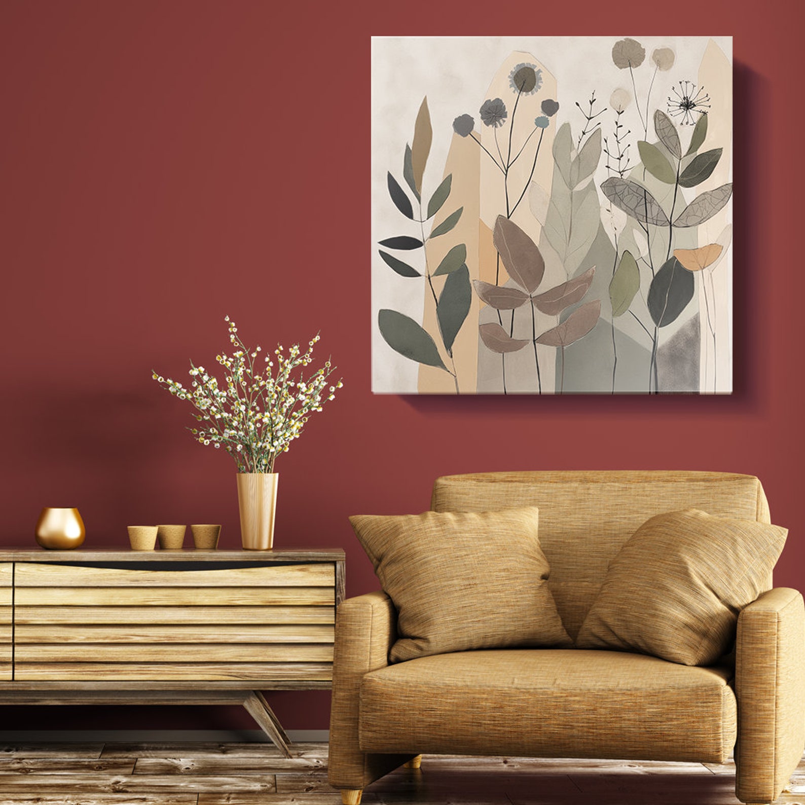 Large Aluminum Canvas Art Print - #8 of My Earth Tone Floral Series - Etsy