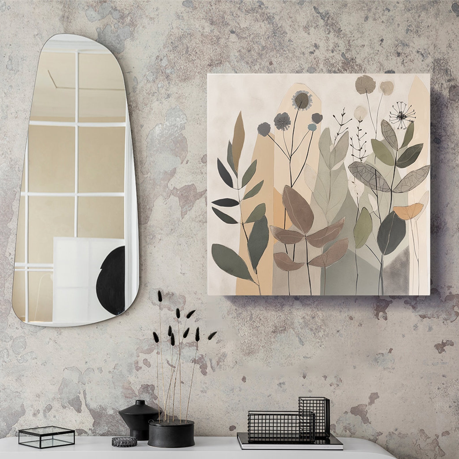 Large Aluminum Canvas Art Print - #8 of My Earth Tone Floral Series - Etsy
