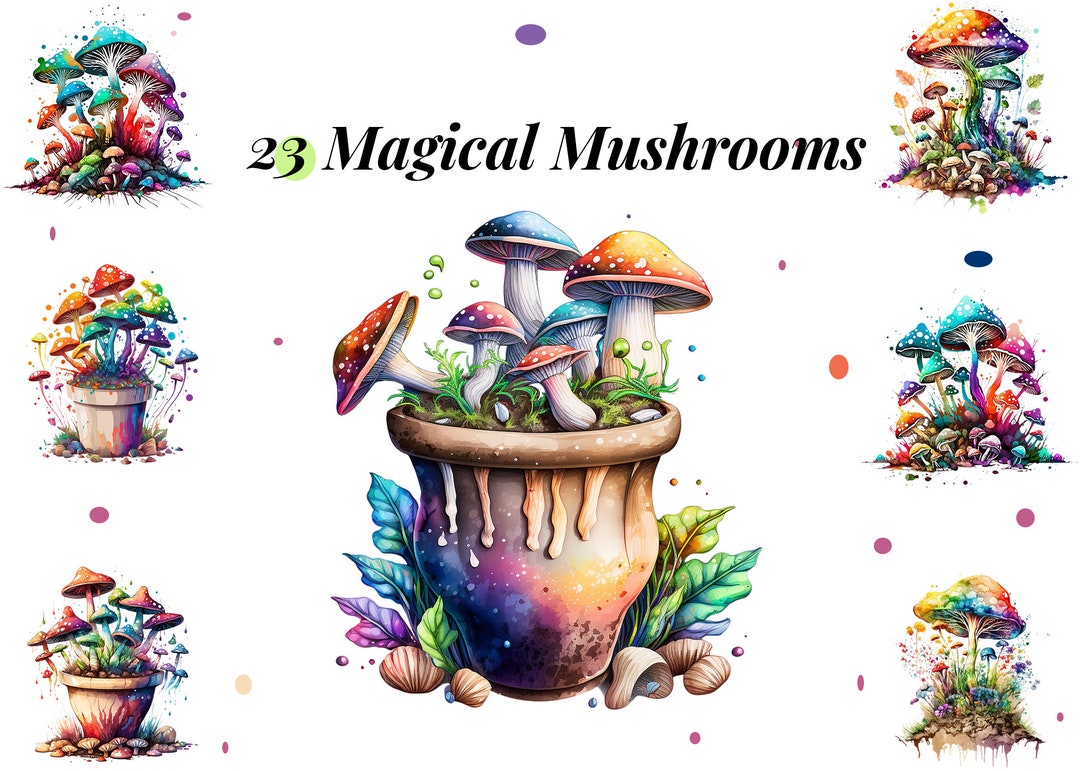 23 Watercolor Mushroom Digital Clipart in Transparent Background, PNG ...