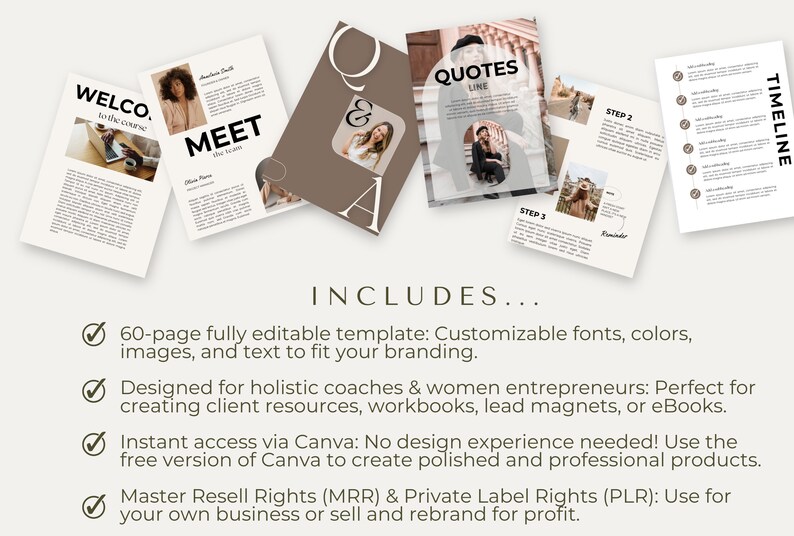 Neutral Canva Ebook & Workbook Template 60-page Feminine Digital ...