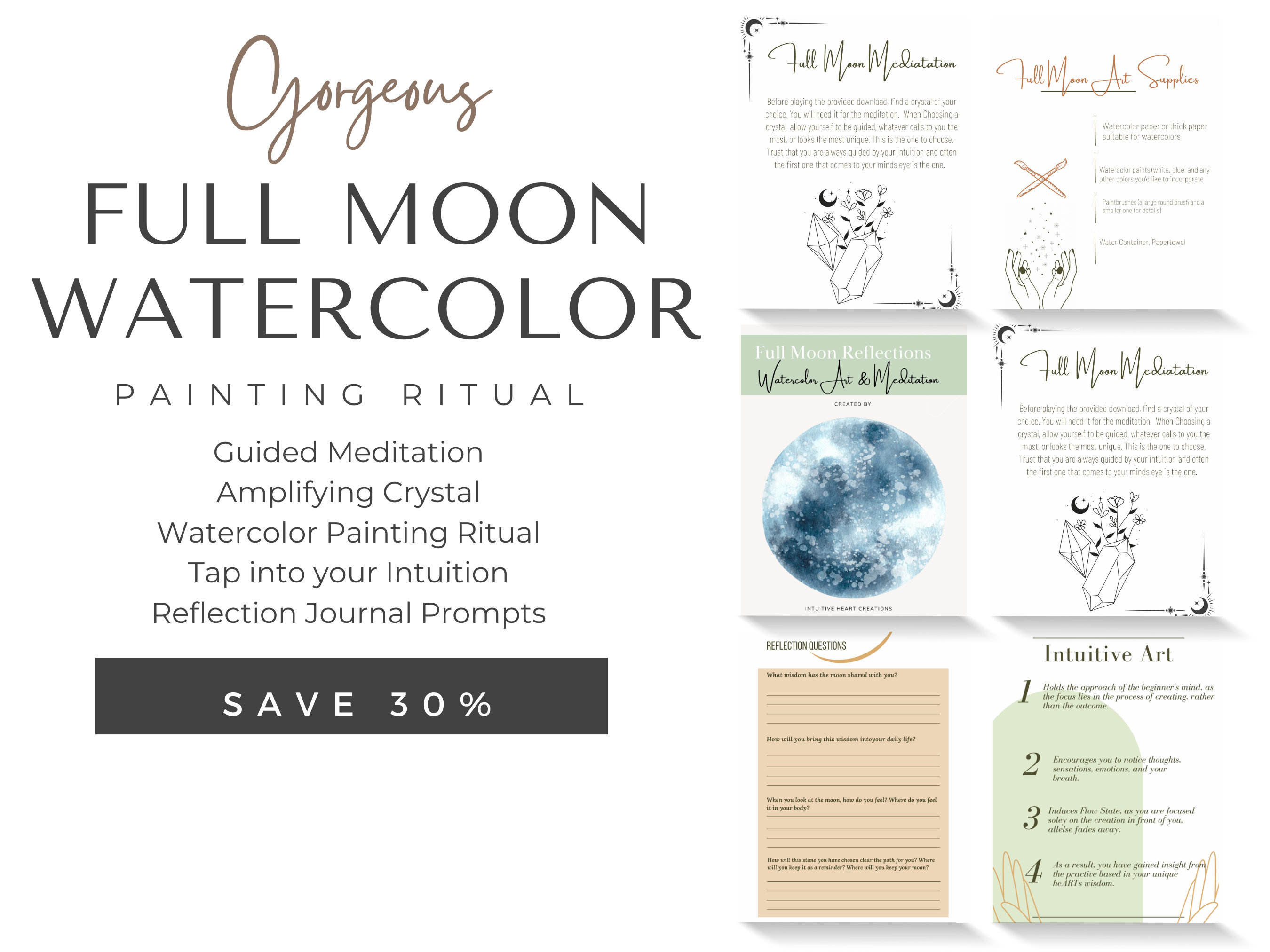 Full Moon Watercolor Art Practice Full Moon Art Ritual Full Moon ...