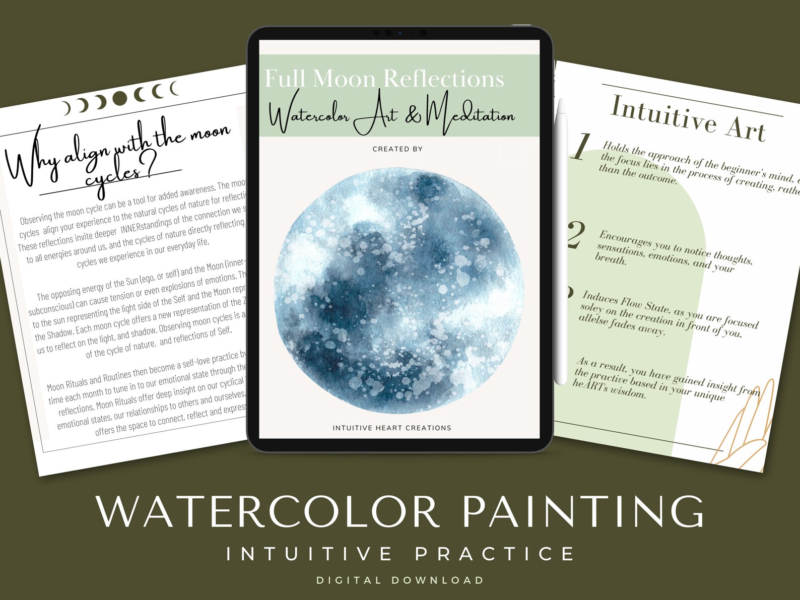 Full Moon Watercolor Art Practice Full Moon Art Ritual Full Moon ...