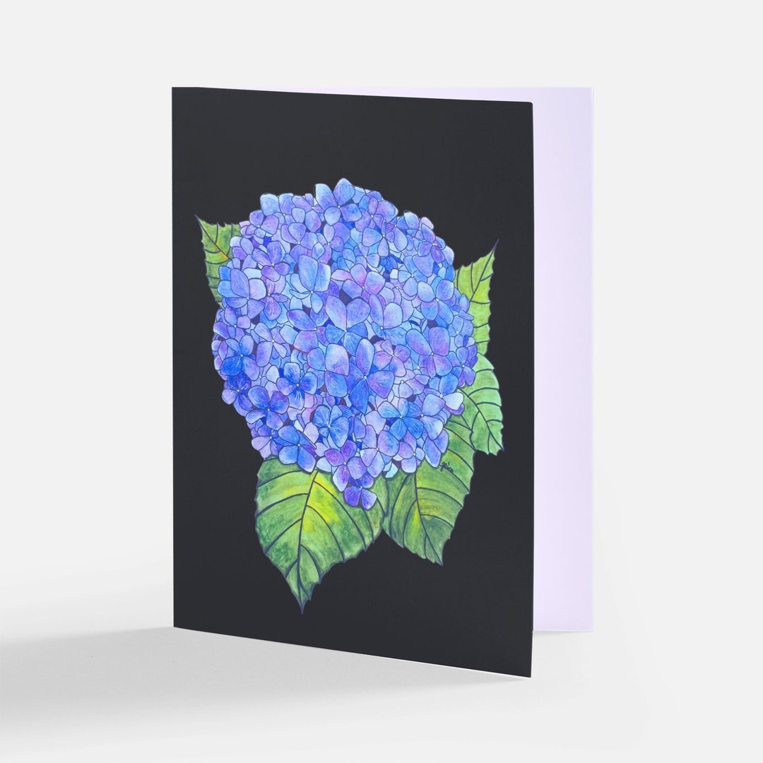 10 Hydrangea Greeting Cards Pack of 10 Notecards Flowers With Dark ...