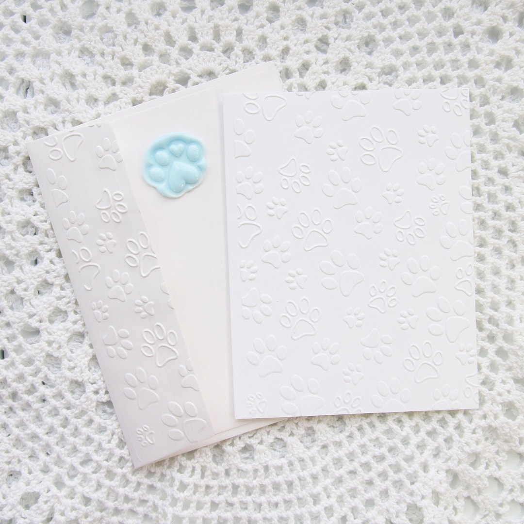 Embossed Paw Print Note Card | Blank Inside, Comes With Wax Seal ...