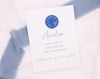 Simple Will You Be My Something Blue Proposal Card With Wax Seal With ...