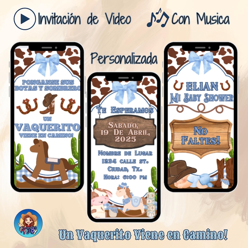 Un Vaquerito Viene En Camino, Invitacion, Baby Shower, Western Baby ...
