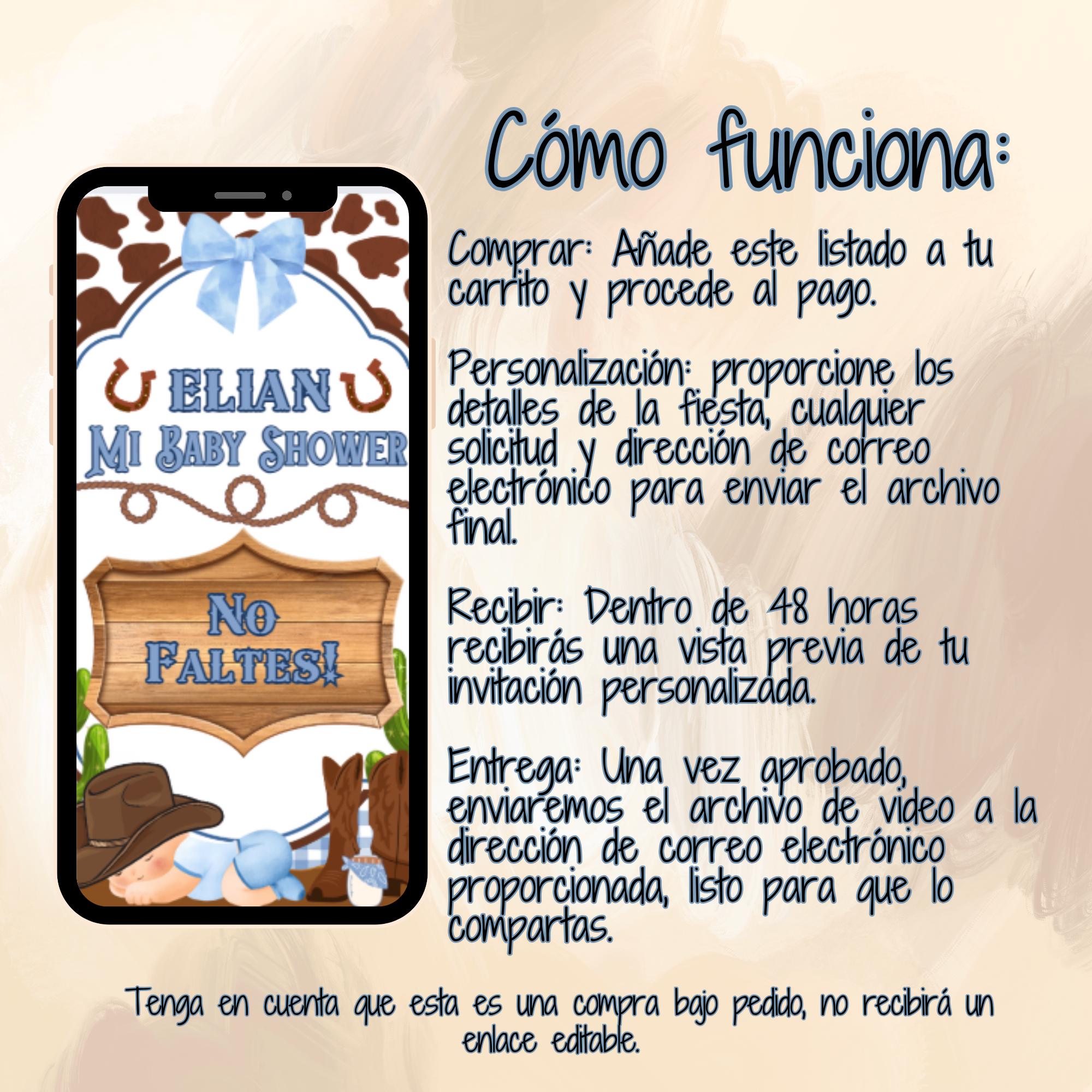 Un Vaquerito Viene En Camino, Invitacion, Baby Shower, Western Baby ...