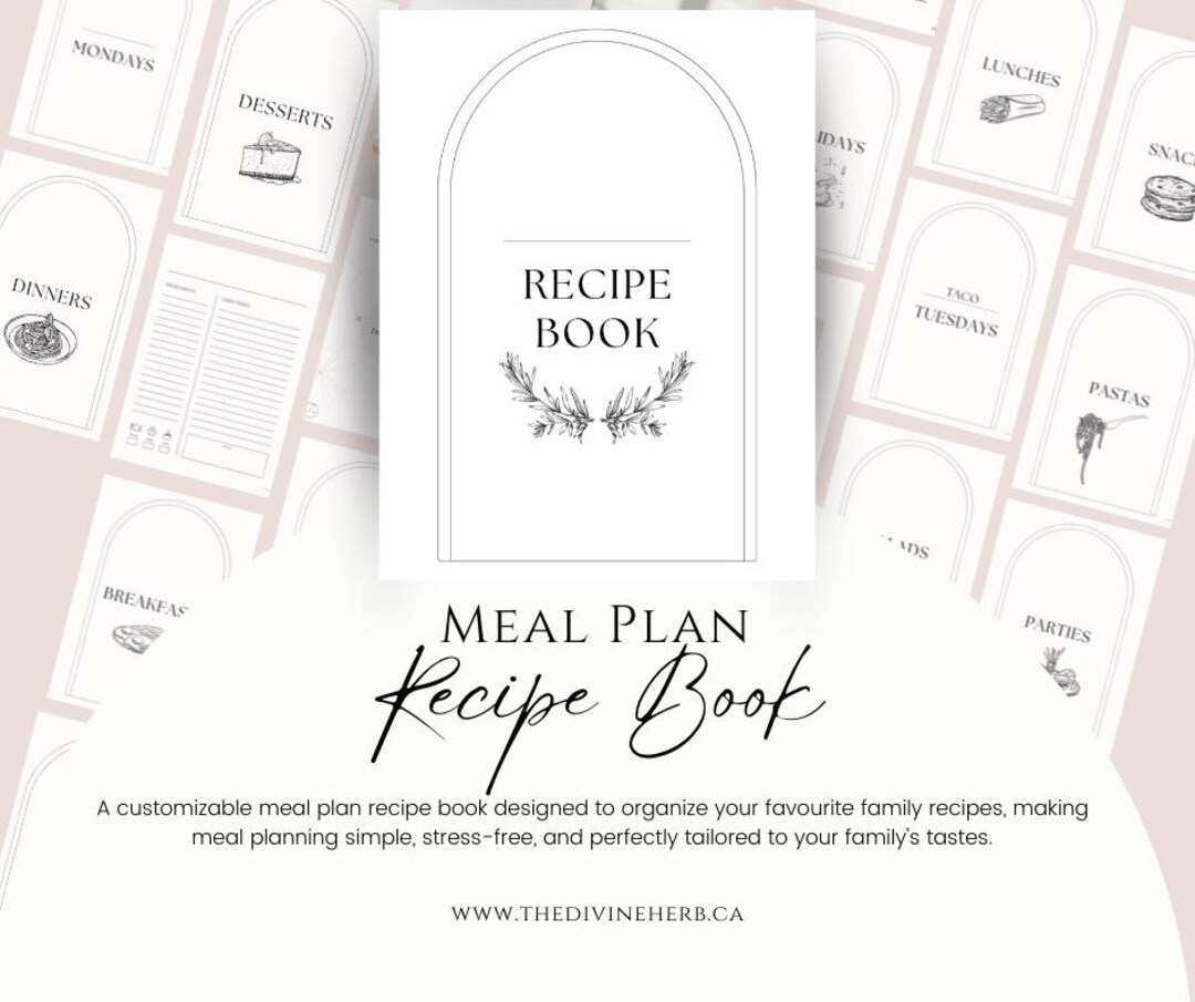 Printable & Customizable Meal Plan Recipe Book - for Easy Organization ...