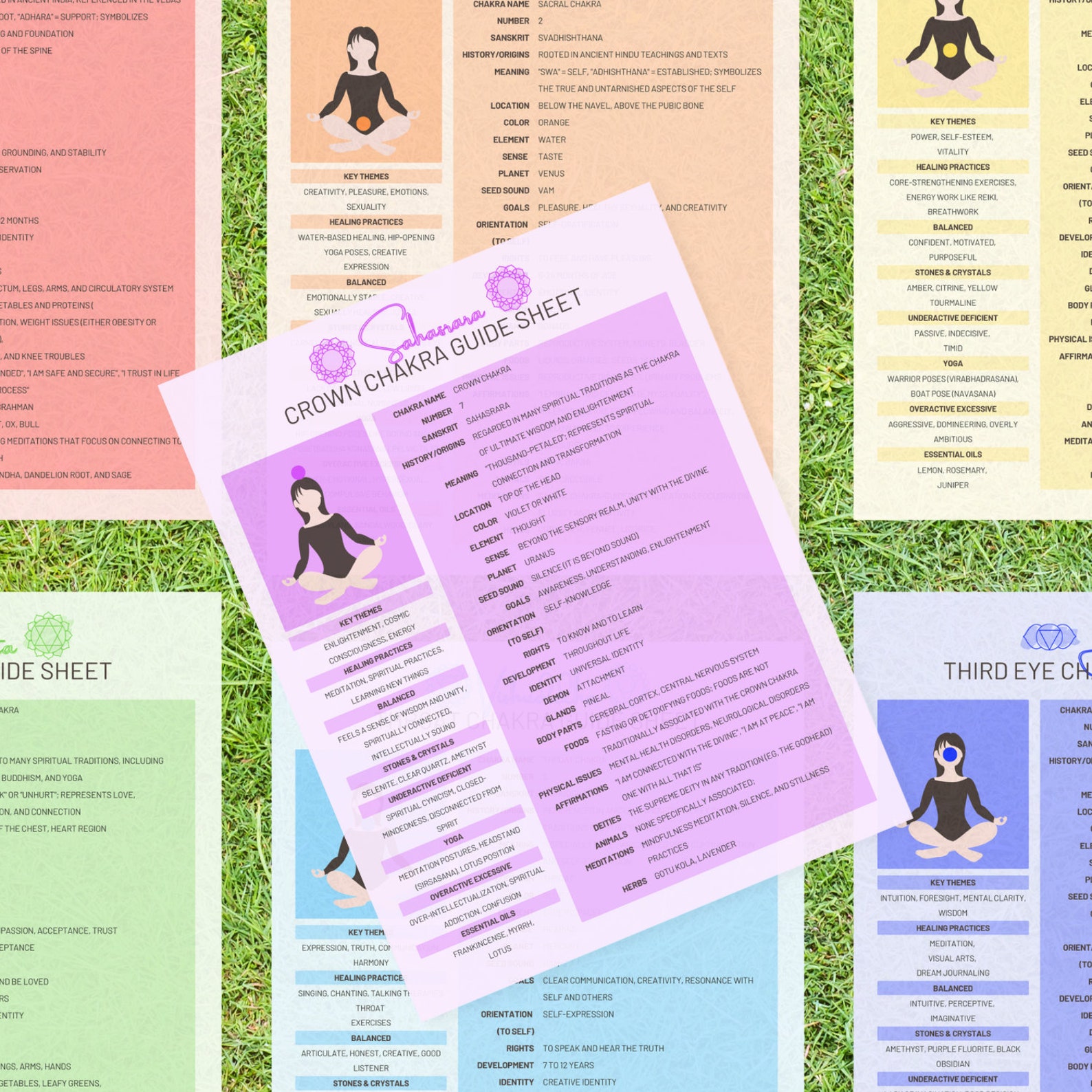 7 Chakras Poster Printable | Chakra Digital Print Meditation Poster ...