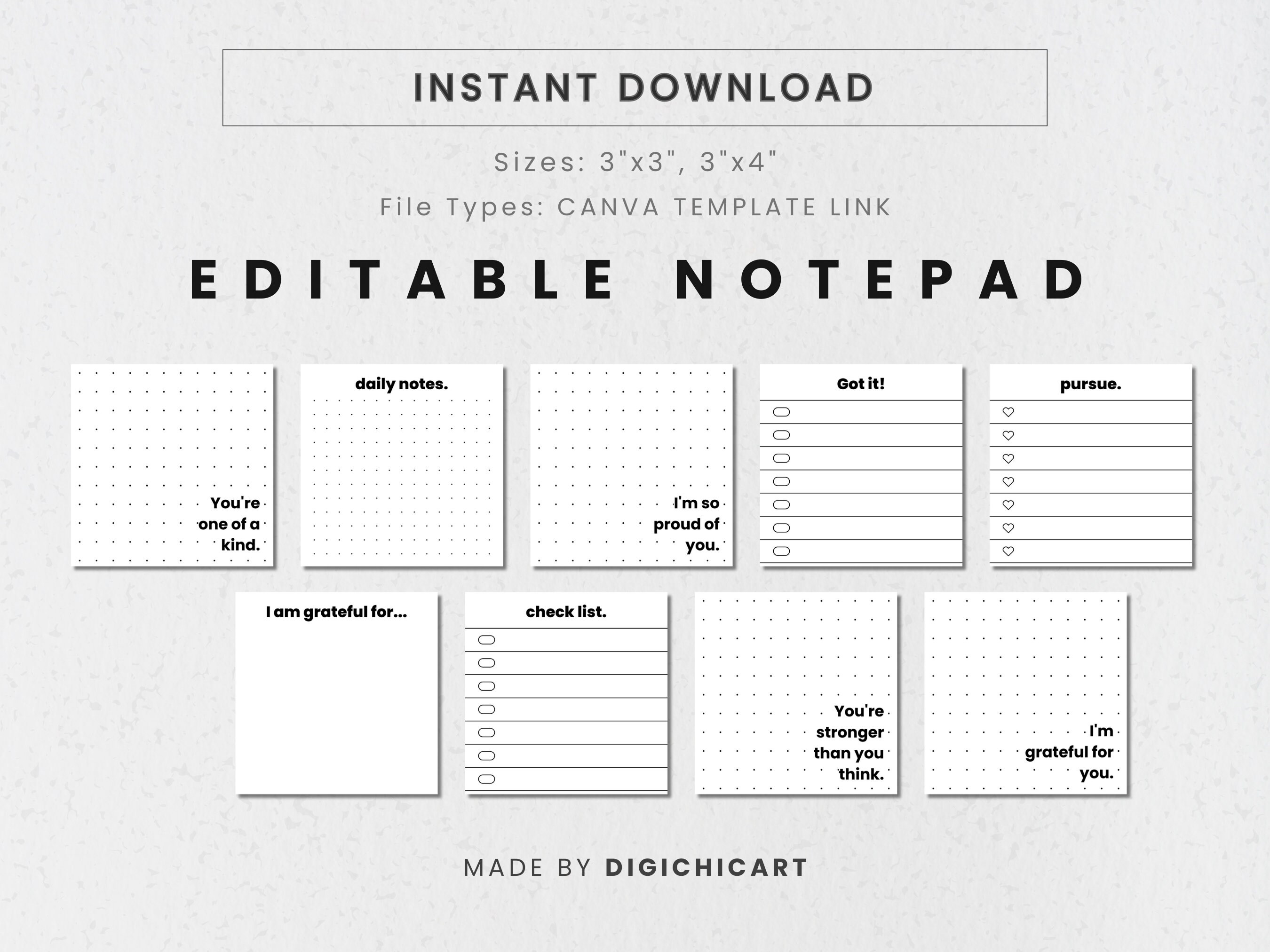 Cute Printable Memo Pad | Personalised Notepad Template Canva ...