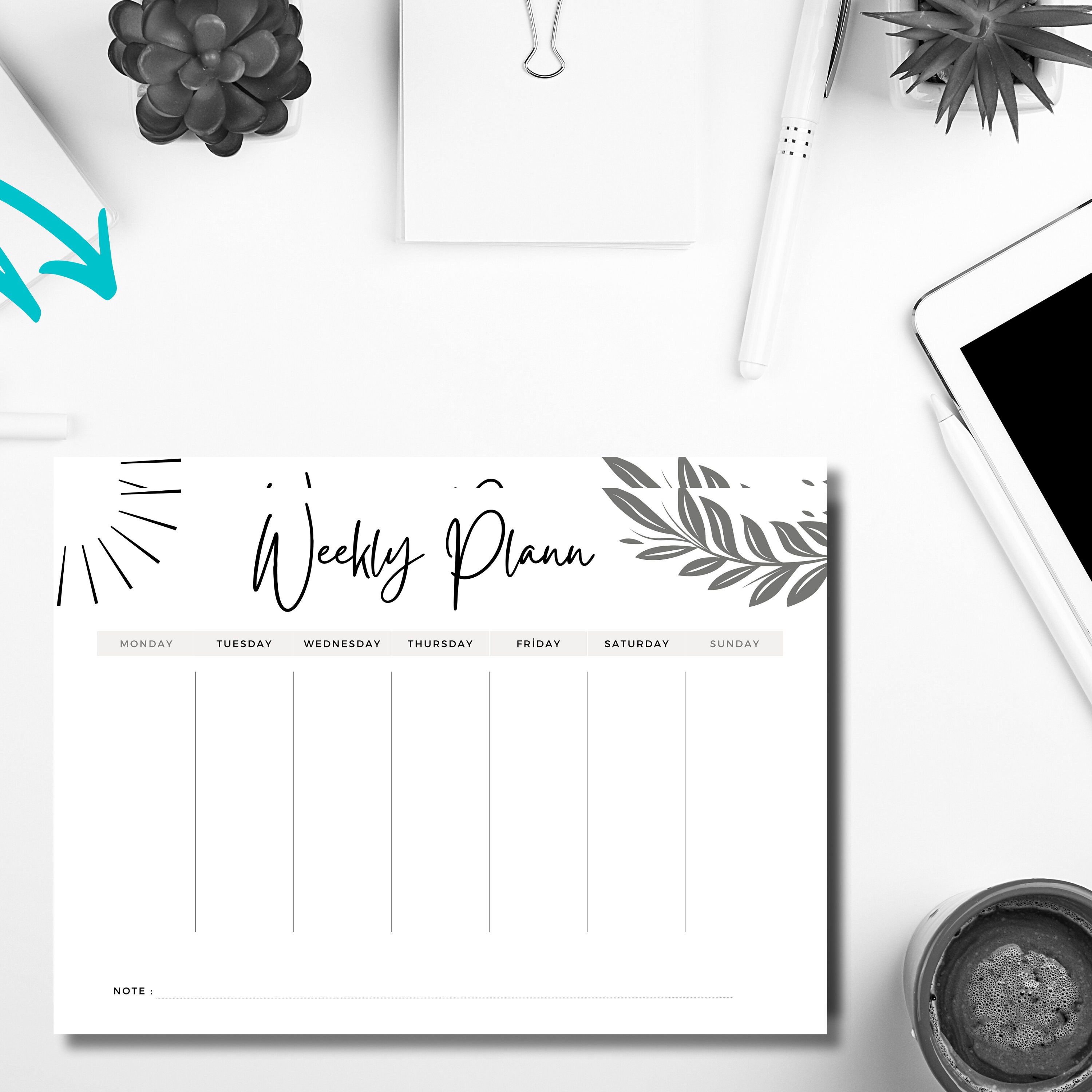 Weekly Schedule Template, Weekly Planner Printable, Homeschool Weekly ...