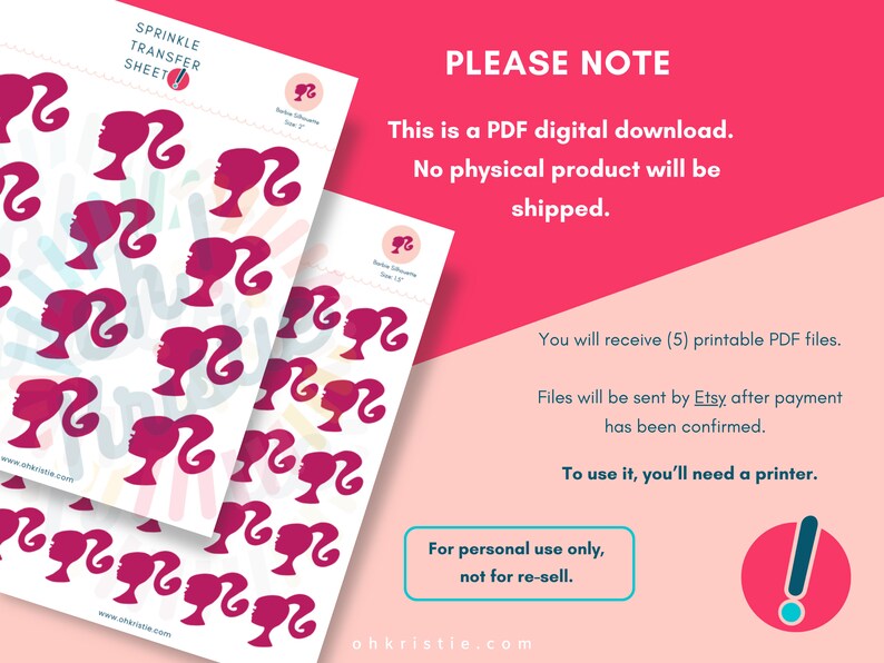 Barbie Silhouette Royal Icing Transfer Sheet PDF Download, Royal Icing ...