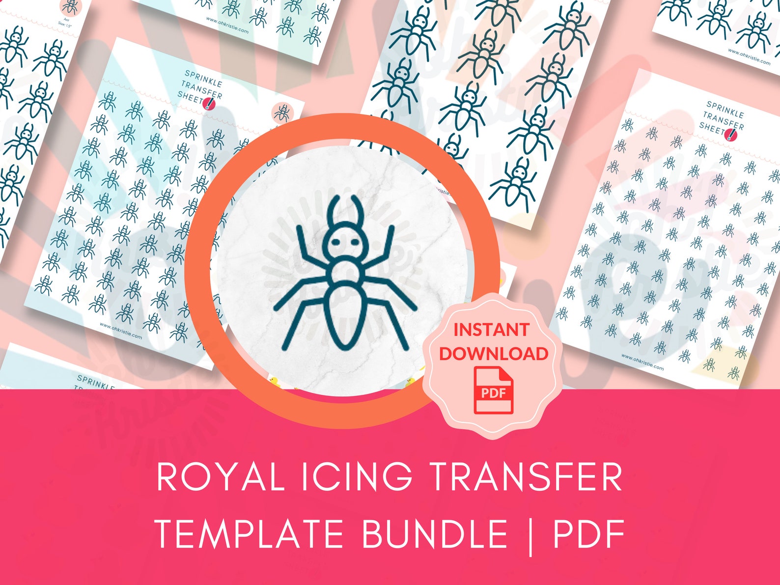 Ant Royal Icing Transfer Sheet Template Sprinkle PDF Download Printable ...