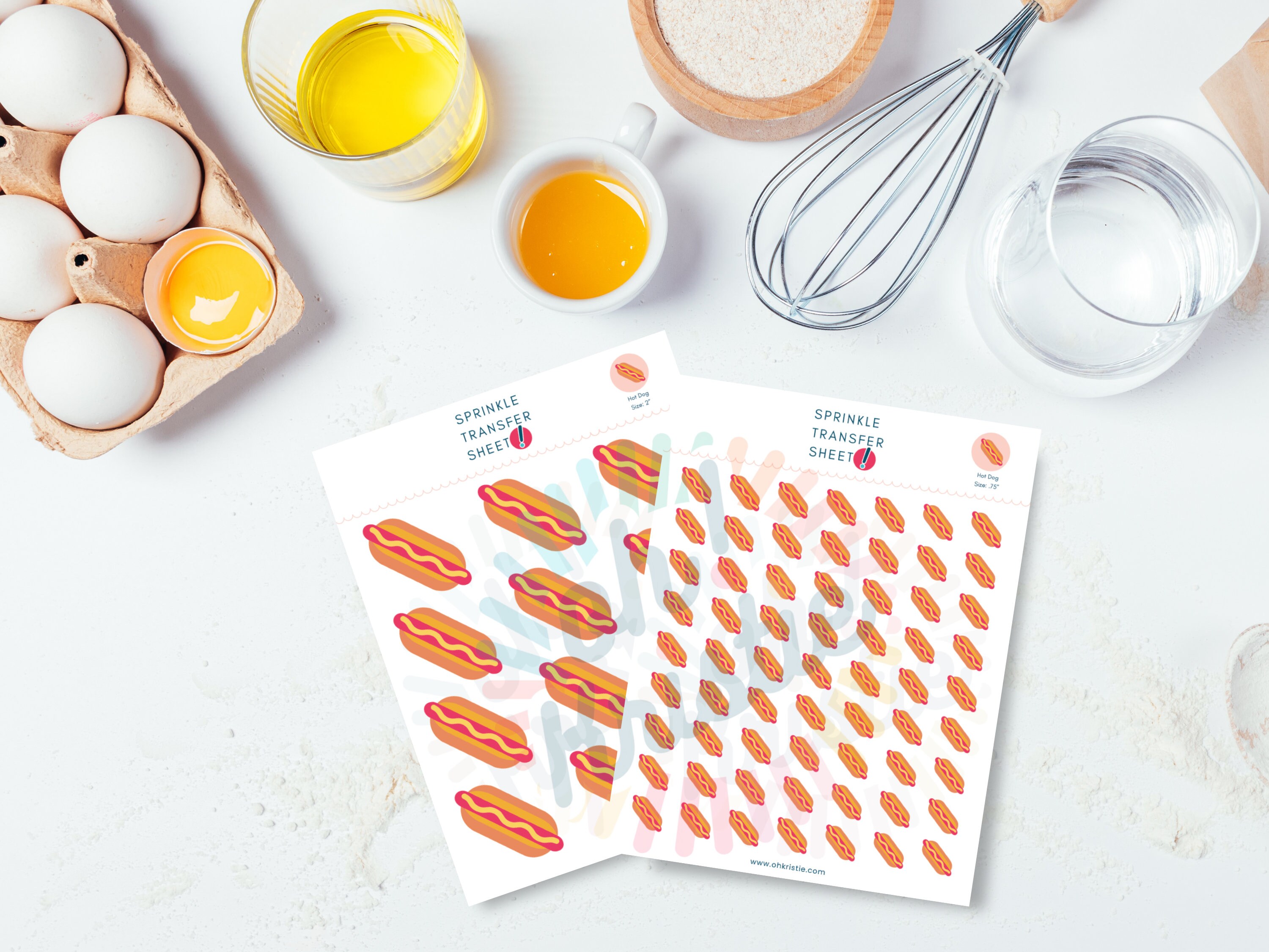 Hot Dog Royal Icing Transfer Sheet, Hot Dog BBQ Party Royal Icing ...