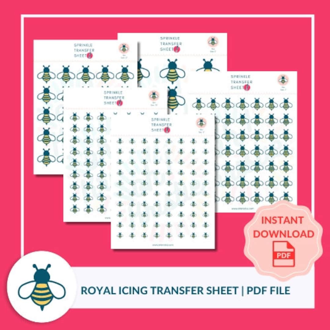 Bee Royal Icing Transfer Sheet Decoration Cookie Template Bee - Etsy