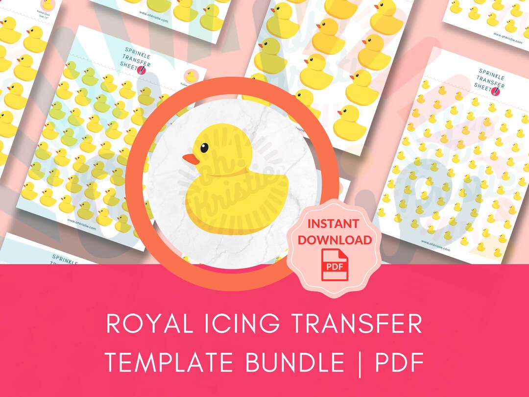 Rubber Duck Royal Icing Transfer Sheet Template Sprinkle Robot PDF ...