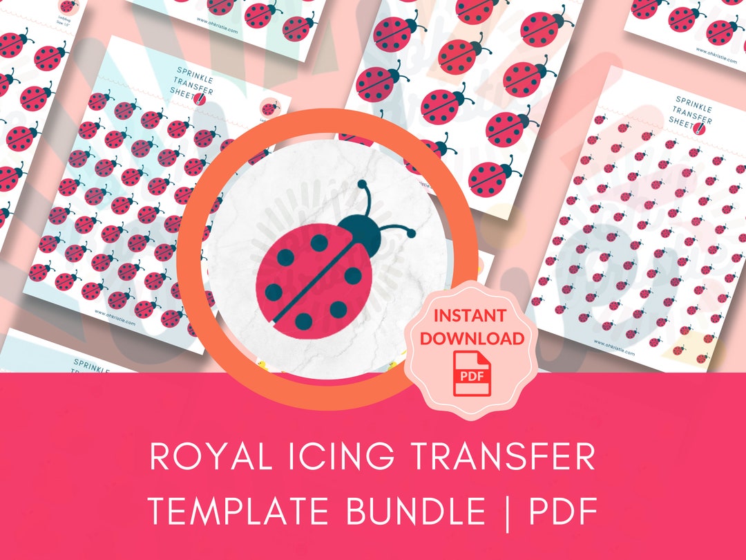Ladybug Royal Icing Transfer Sheet Template Sprinkle PDF Download ...